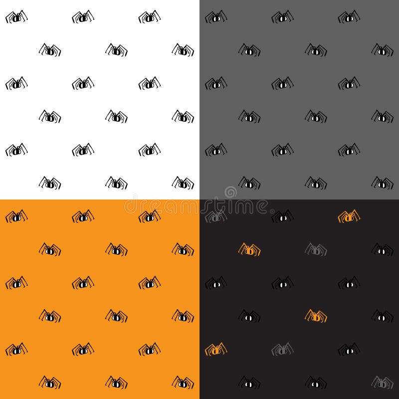 Set of Seamless Vector Patterns with Spiders. Stock Vector ...