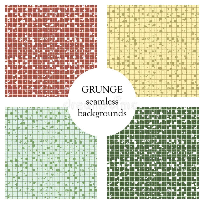 Set of Seamless Vector Textures. Grunge Checkered Backgrounds with Dots ...