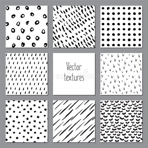 Set of Seamless Vector Textures, Hand Made Pattern Stock Vector ...