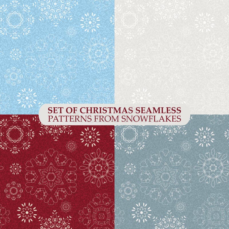 Set Seamless Vintage Pattern from Snowflakes Stock Illustration ...