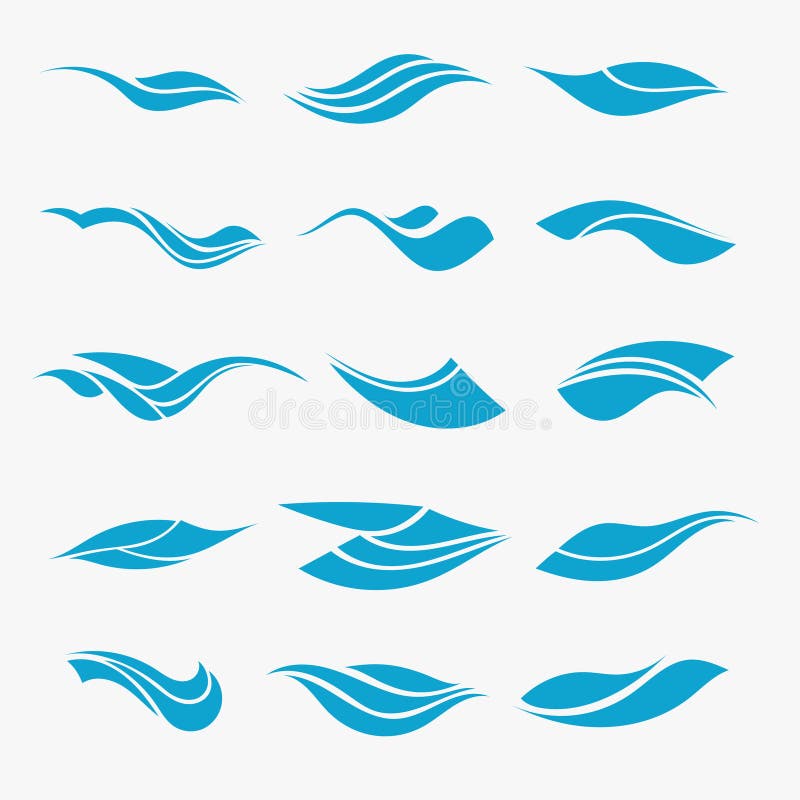 Set of Seamless Wave Elements in Flat Style. Stock Illustration ...