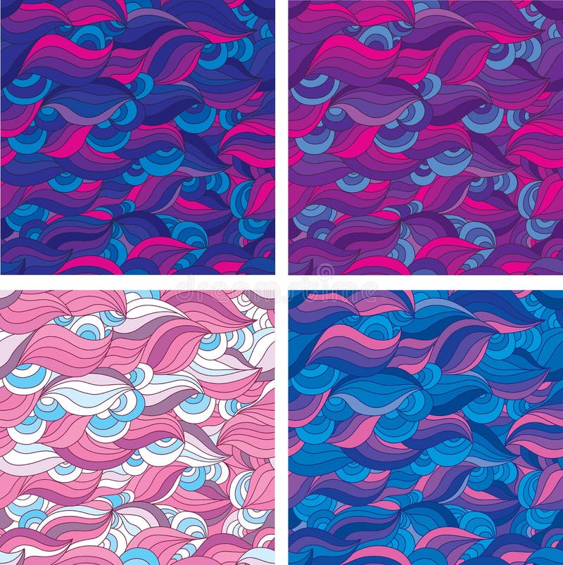 Set of Seamless Waves Patterns. Stock Vector - Illustration of print ...