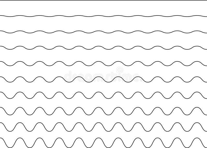 Set of Seamless Wavy - Curvy and Zigzag - Criss Cross Horizontal Lines ...