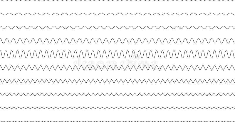 Set of Seamless Wavy - Curvy and Zigzag - Criss Cross Horizontal Lines ...