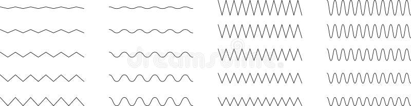 Set of Seamless Wavy - Curvy and Zigzag - Criss Cross Horizontal Lines ...
