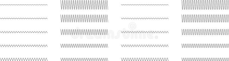 Set of Seamless Wavy - Curvy and Zigzag - Criss Cross Horizontal Lines ...