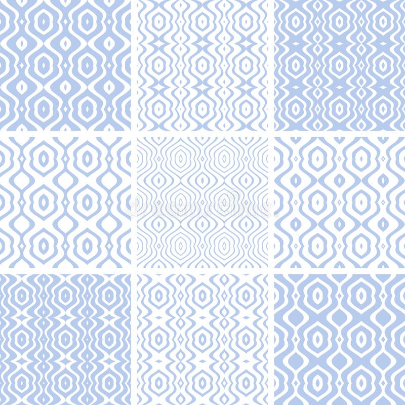 Set of Seamless Wavy Lines Light Blue Patterns Stock Vector ...