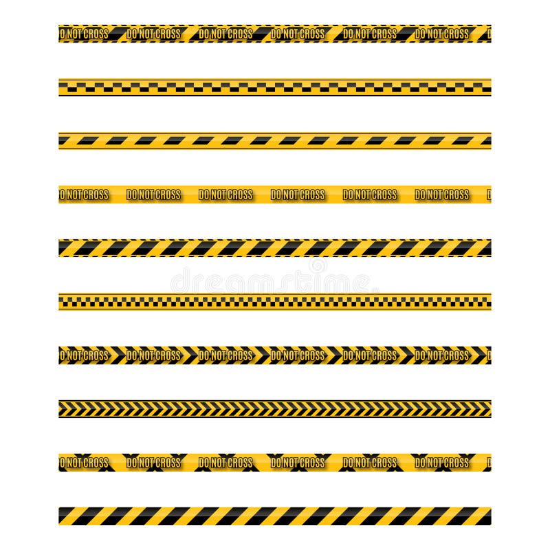 Set of Seamless Yellow and Black Warning Tapes, Vector Illustration ...