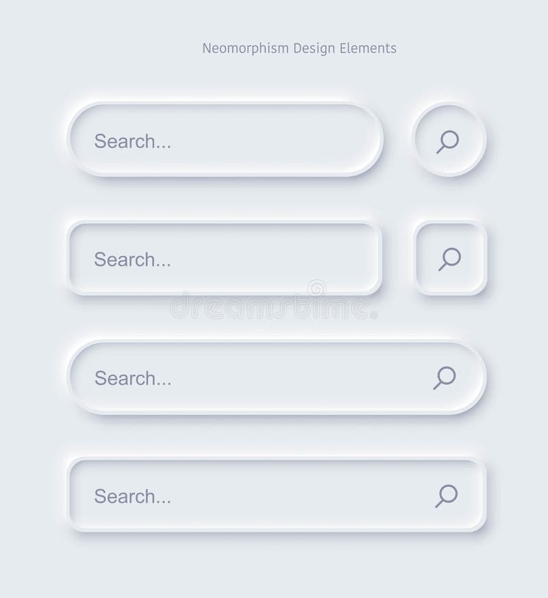 Set of Search Bar Form Templates of Neomorphic Interface Stock Vector ...