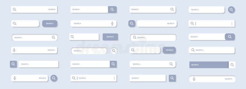 Set of Search Bar with Shadow. Search Bar Button Collection Stock ...