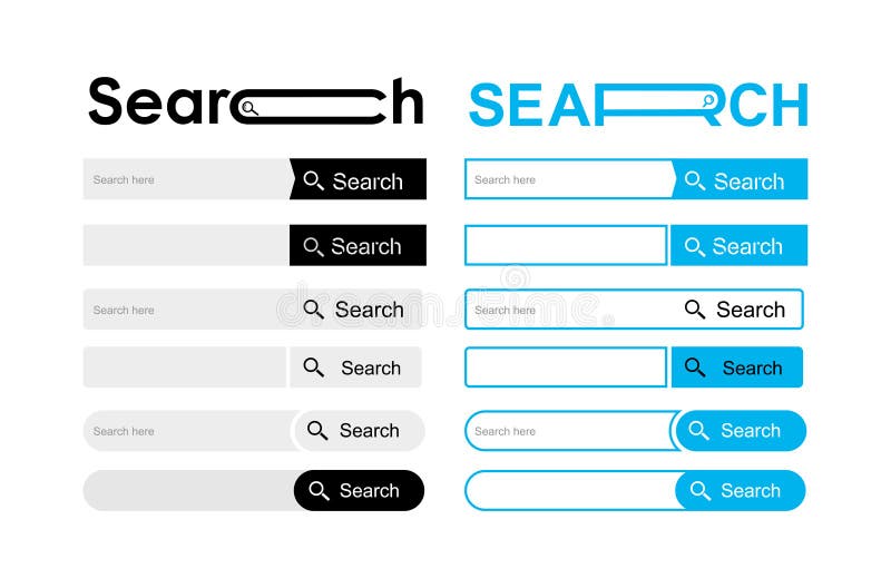Set of Search Bar Ui Template. Flat Design. Vector Illustration Stock ...