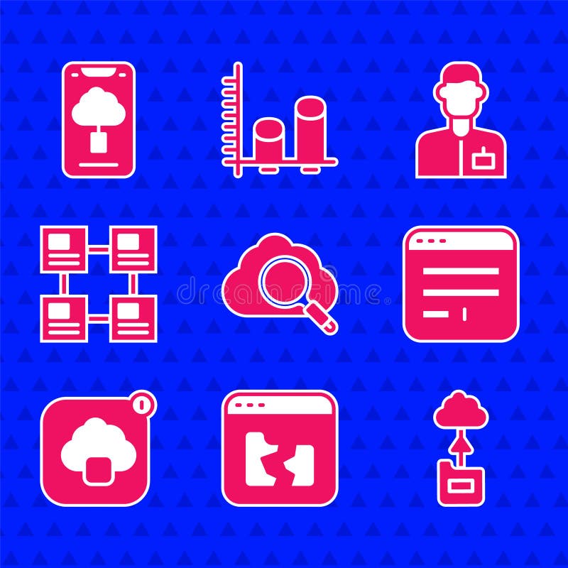 Set Search Cloud Computing, Broken File, Cloud Technology Data Transfer, Browser Window ...