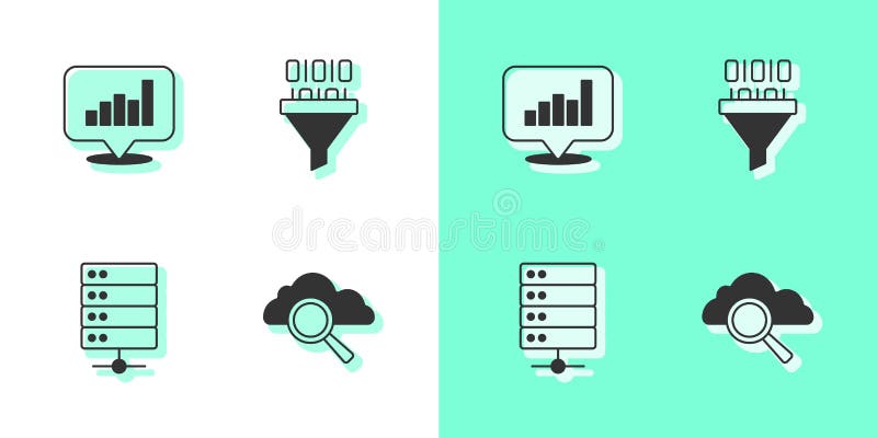 Set Search Cloud Computing Pie Chart Infographic Server And Binary
