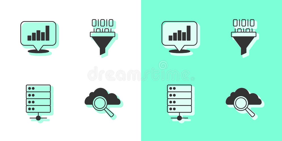 Set Search Cloud Computing, Pie Chart Infographic, Server and Binary Code Icon. Vector Stock ...