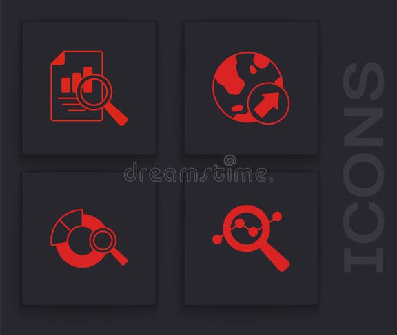 Set Search Data Analysis, Document with Graph Chart, Financial Growth and Icon. Vector Stock ...