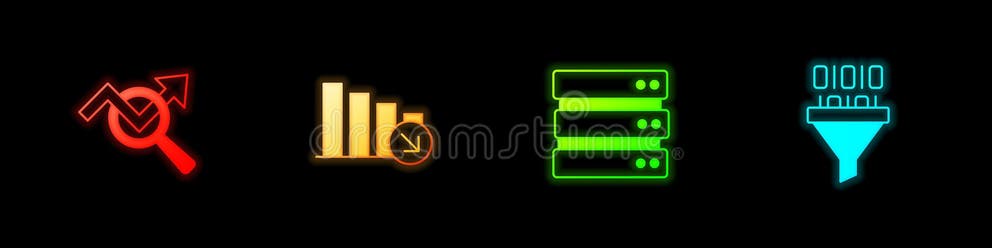Set Search Data Analysis, Financial Growth Decrease, Server and Binary Code Icon. Vector Stock ...