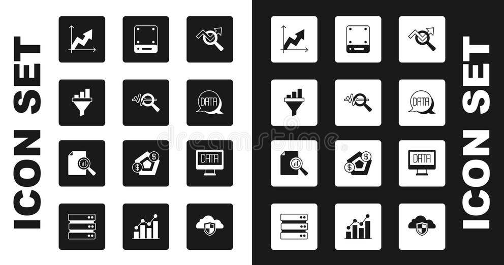 Set Search Data Analysis, Sales Funnel with Chart, Financial Growth, Data, Server, and Document ...