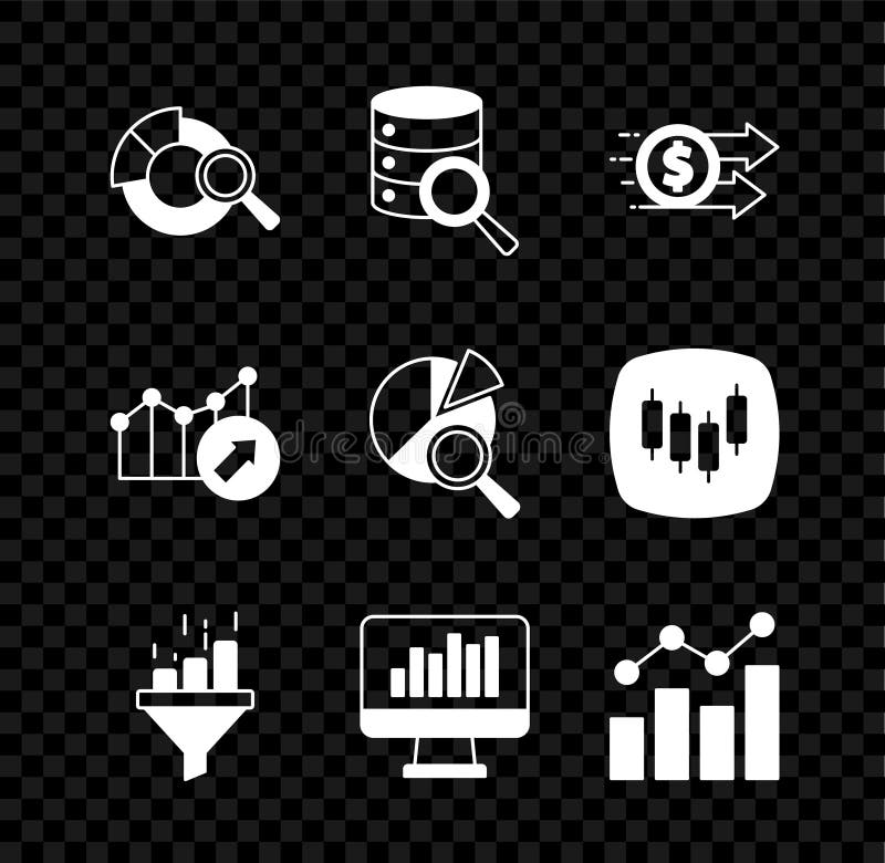 Set Search Data Analysis, Server, Financial Growth Dollar, Sales Funnel with Chart, Monitor ...