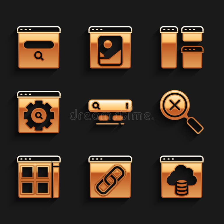 Set Search Engine, Browser Window, Cloud Technology Data Transfer, Magnifying Glass and Delete ...