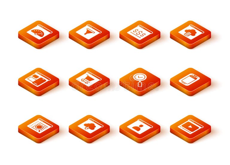 Set Search Engine, Cloud Download, Web Developer Programming Code, Online Shopping on Screen ...