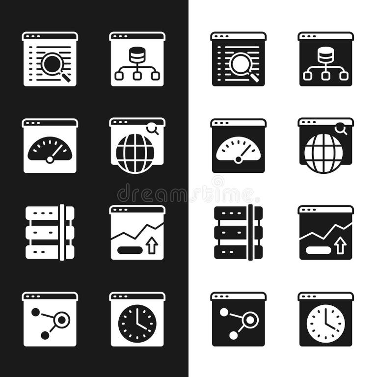 Set Search Engine, Digital Speed Meter, Server, Data, Financial Growth Increase, Browser Window ...