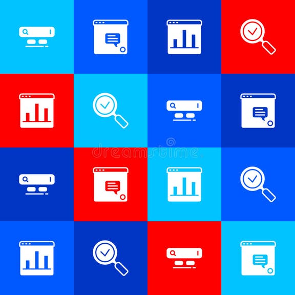 Set Search Engine, New Chat Messages Notification, Graph Chart Infographic and Magnifying Glass ...