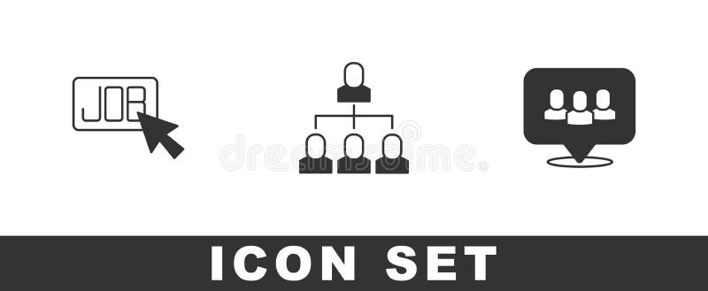 Set Search Job, Employee Hierarchy and Project Team Base Icon. Vector ... Set Search Job, Employee Hierarchy and Project Team Base Icon. Vector ...