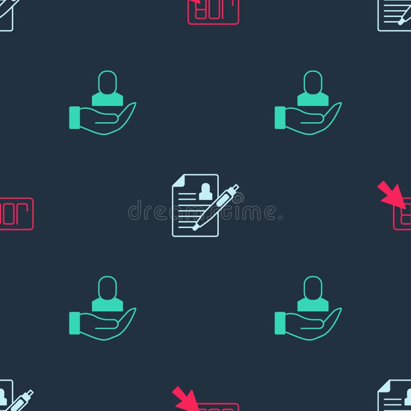 Set Search Job, Resume and Worker on Seamless Pattern. Vector Stock ...