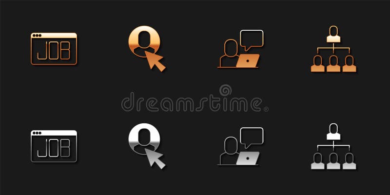 Set Search Job, Worker, Freelancer and Employee Hierarchy Icon. Vector ...