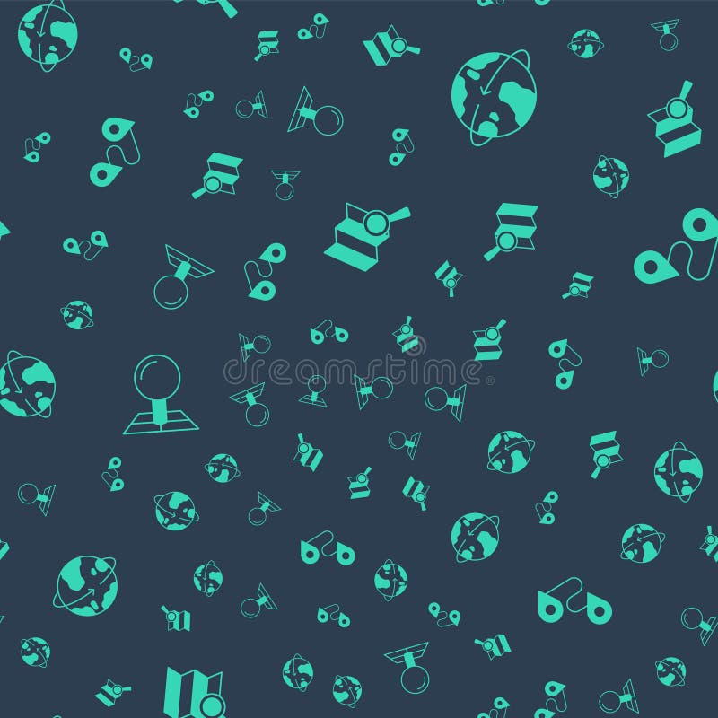 Set Search Location, Satellites Orbiting the Earth, Folded Map with ...