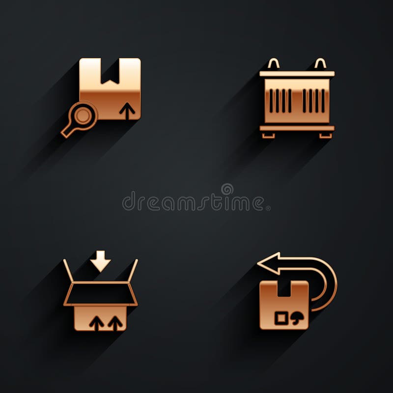 Set Search Package, Container, Carton Cardboard Box and Return Icon ...