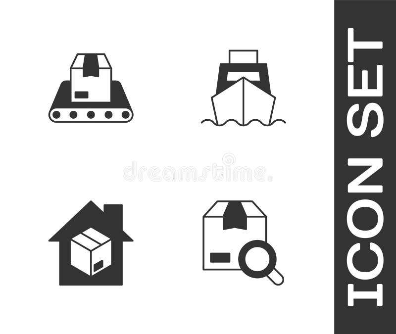 Set Search Package, Conveyor Belt with Box, Home Delivery Services and ...