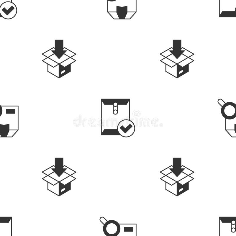 Set Search Package, Envelope and Check Mark and Carton Cardboard Box on ...