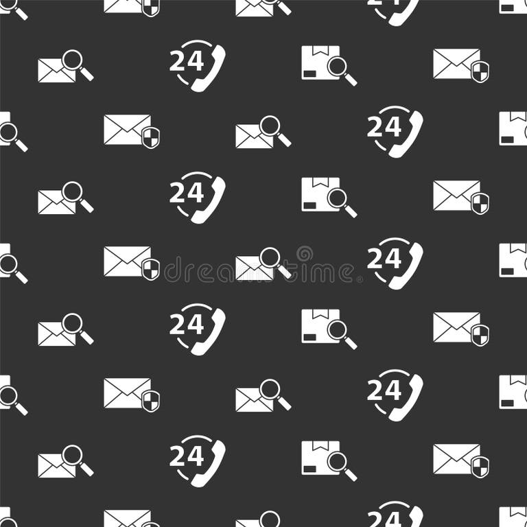 Set Search Package, Envelope with Shield, Envelope with Magnifying Glass and Telephone 24 Hours ...