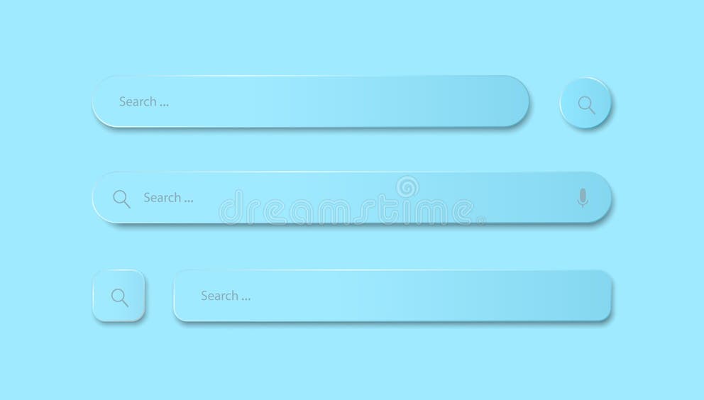 A Set of Search Strings of Different Shapes on a Blue Background. Stock ...