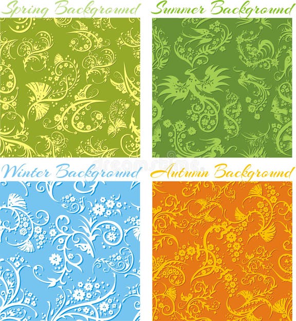 Set of Seasons Backgrounds - Vector 3D Seamless Stock Vector ...