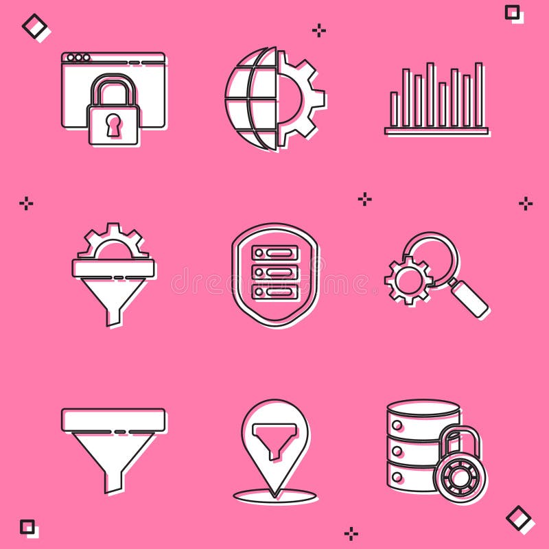 Set Secure Your Site with HTTPS, SSL, Globe of the Earth and Gear, Pie Chart Infographic, Sales ...