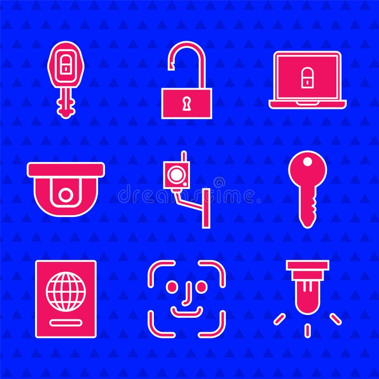 Set Security Camera, Face Recognition, Motion Sensor, Key, Passport ...