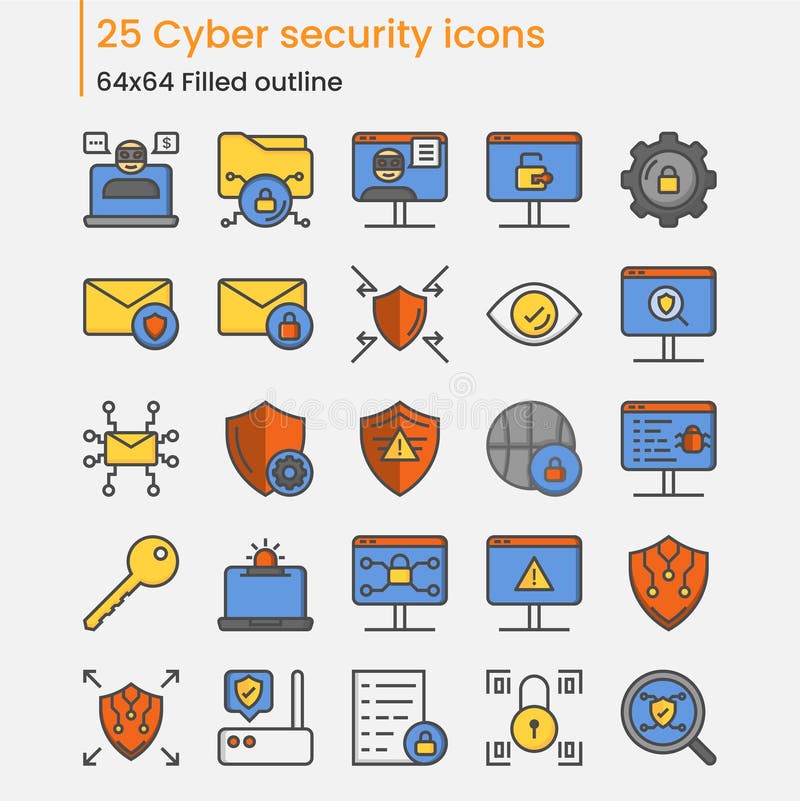 Set of Security Filled Outline Icons Stock Vector - Illustration of ...