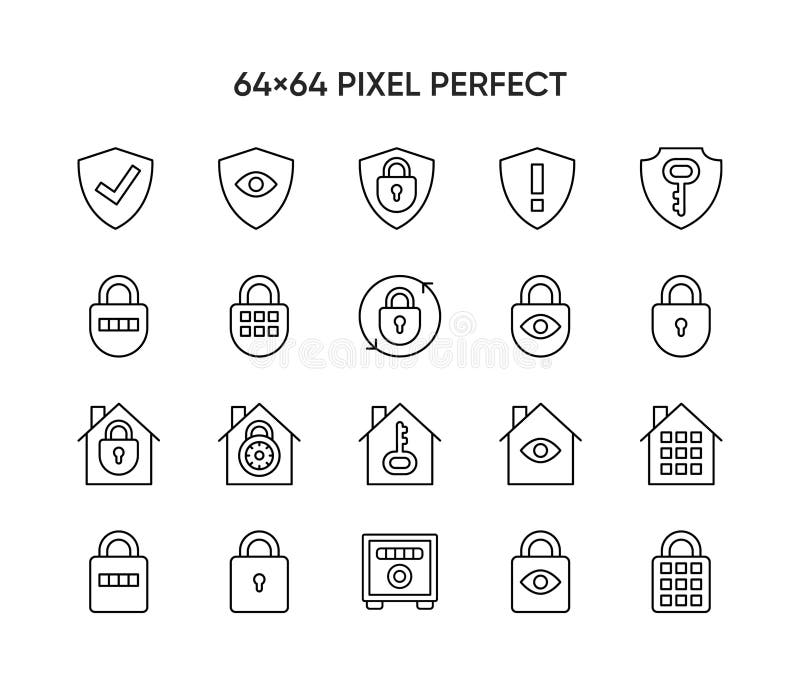 Set of Security Icons Collection. Stock Vector - Illustration of ...