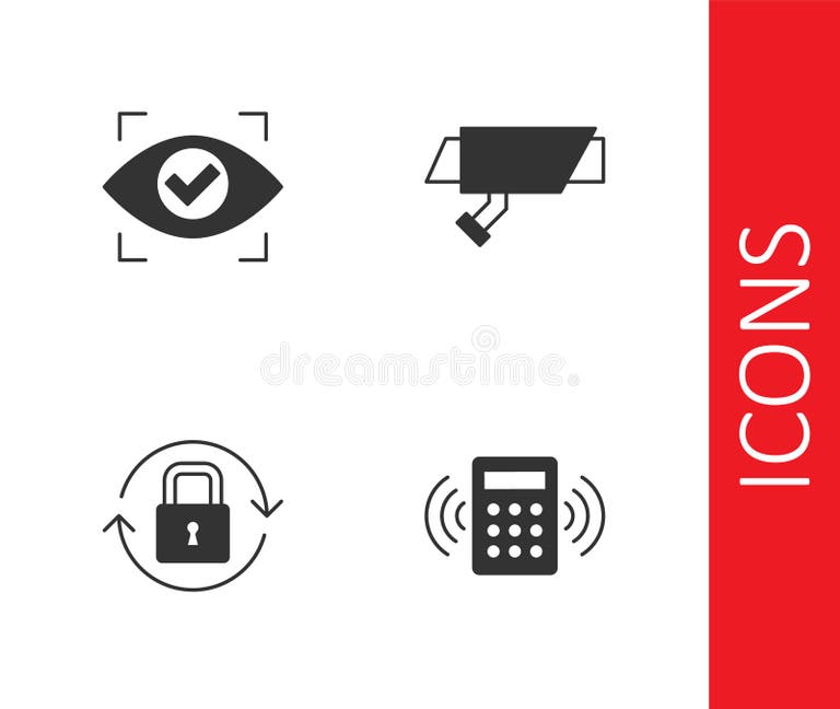 Set Security Keypad Access Panel, Eye Scan, Lock and Camera Icon. Vector Stock Vector ...