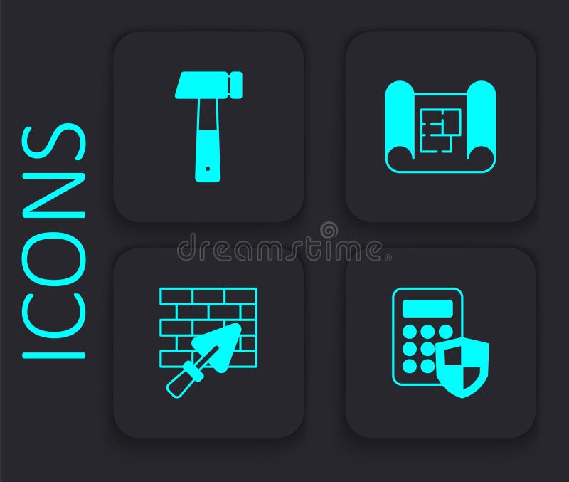 Set Security Keypad Access Panel, Hammer, House Plan and Brick Wall ...