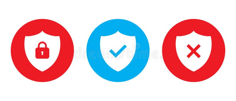 Set of Security Shield Icon Vector. Shields with Padlock, Checkmark ...