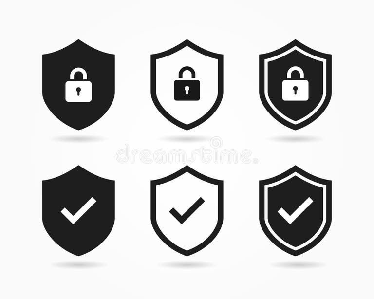Set of Security Shield Icons. Security Shields with Check Mark and ...