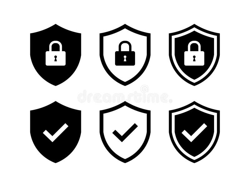 Set of Security Shield Icons, Security Shields Logotypes with Check ...
