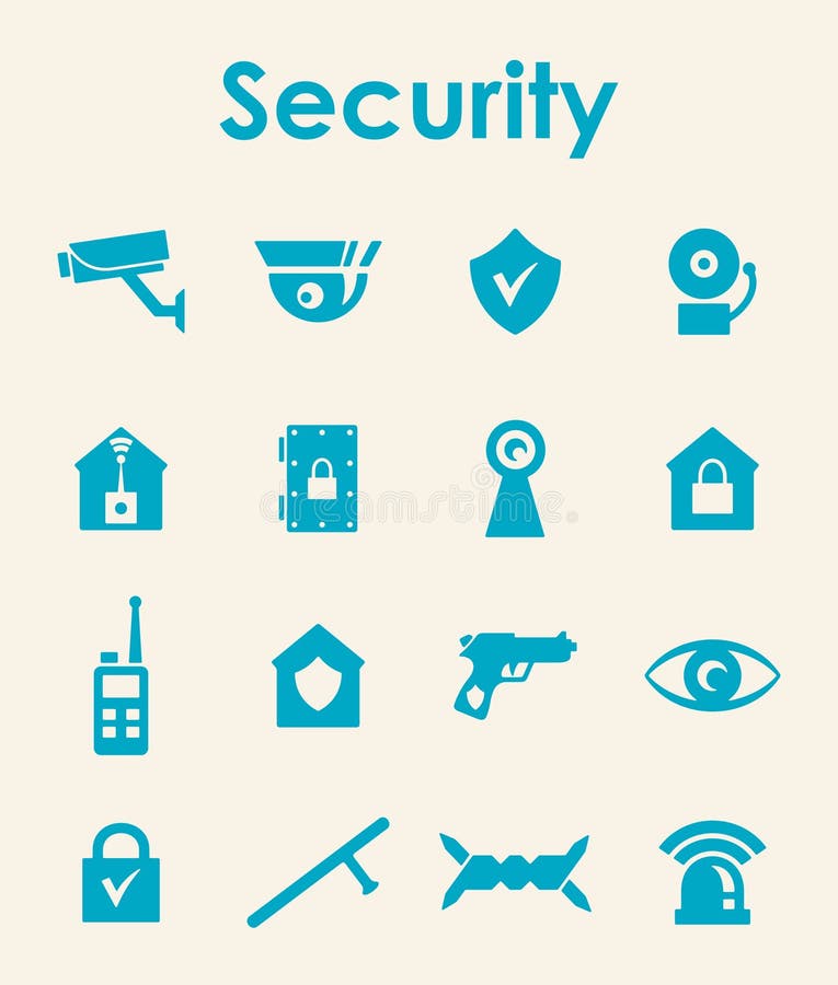 Set of Security Simple Icons Stock Vector - Illustration of digital ...