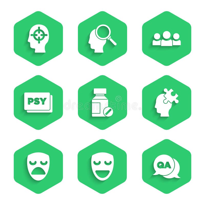 Set Sedative Pills, Comedy Theatrical Mask, Question and Answer ...