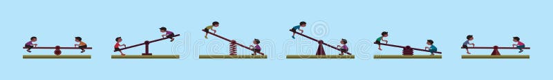 Set of See Saw Cartoon Icon Design Template with Various Models. Vector ...