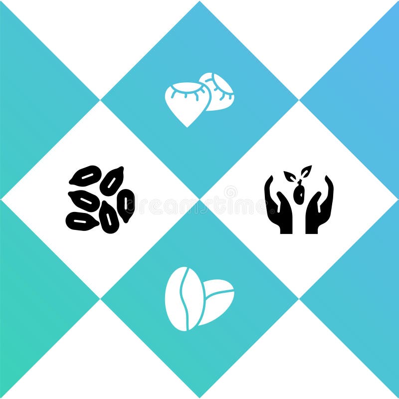 Set Seed, Coffee Beans, and Plant in Hand Icon. Vector Stock Vector ...