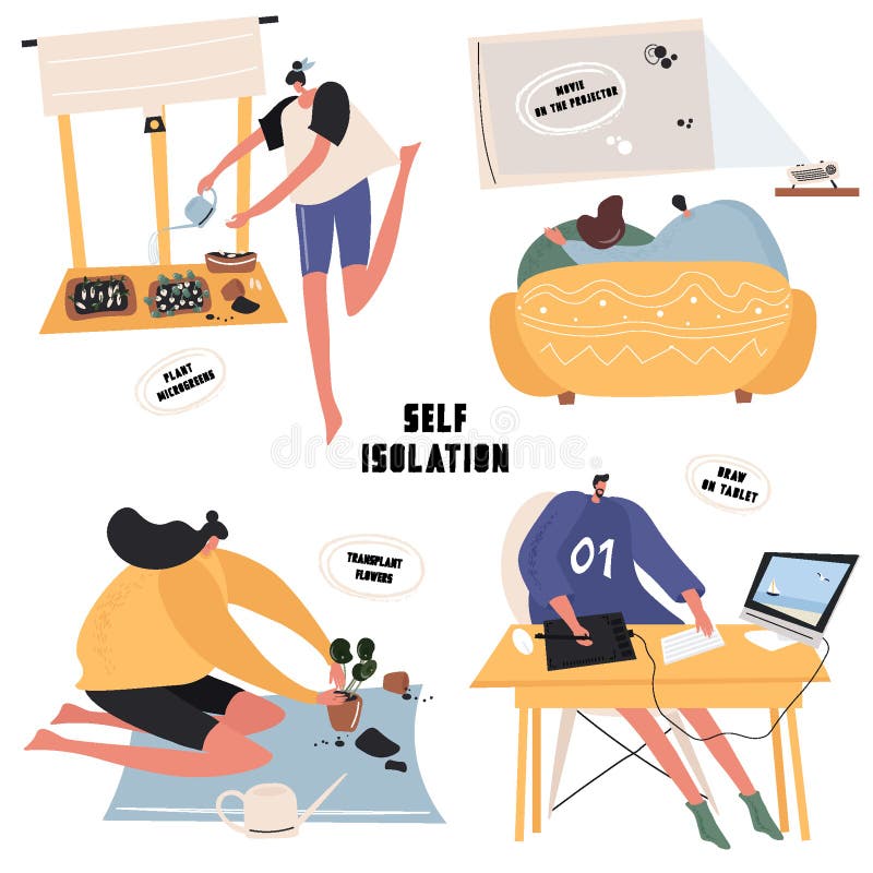 Set self-isolation hobby stock vector. Illustration of element - 182153842